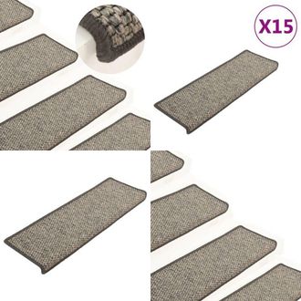 vidaXL Treppenmatten Selbstklebend Sisal 15Stk. 65x21x4cm Grau & Beige - Treppenmatten - Teppiche Für Treppen - Stufenmatten - Sisal Look - Antirutsch