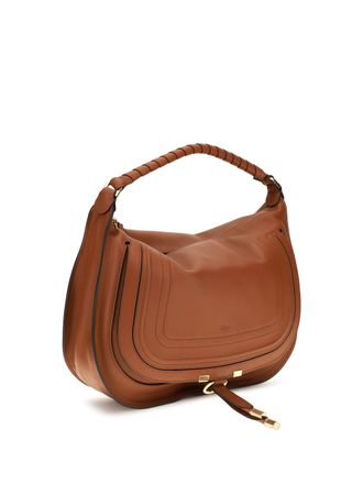 Chlo&eacute; Womens Marcie Shoulder Bag Clay Brown Calf Leather Bos Taurus