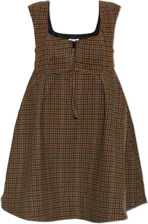 Ganni Robe Courte &agrave; Carreaux - Femme - Robes - Brun - Taille: 38 FR