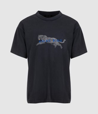Anine Bing Tee Shirt Leopard Cade Washed Black
