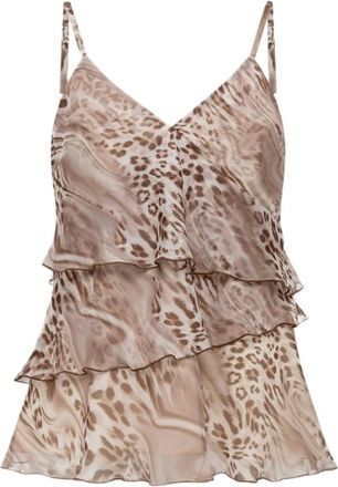 Blugirl Femme, Tops, Brun, Taille: 36 FR Ruffled Animal Print Top