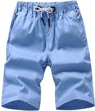 Generic Short en seersucker ajusté respirant pour lété, la plage, le sport, le fitness, le coton, la petite maison, bleu, XXL