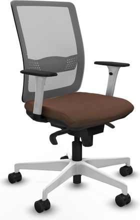 Piqueras y Crespo B&uuml;rostuhl mit wei&szlig;en und schwarzen Armlehnen, h&ouml;henverstellbare Lendenwirbelst&uuml;tze, mit 5 Positionen und injiziertem Schaumstoff, Grau/Dunkelbraun