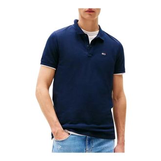 Tommy Jeans Blaues Regular Fit Polo-Shirt - - Tops - Herren - Blau - S