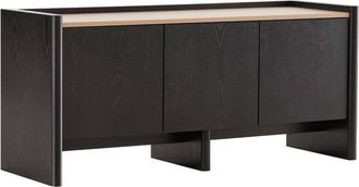 Oviala Meuble TV &eacute;pur&eacute; rectangulaire L120 cm bois noir