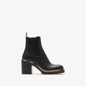 Burberry Bottines Chelsea Gravel en cuir &agrave; talon, Size: 37.5
