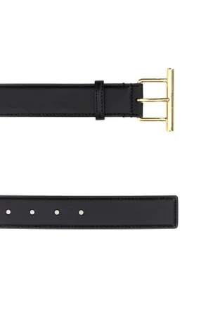 Alexander McQueen Womens Black Leather Belt Blackgold Cinture