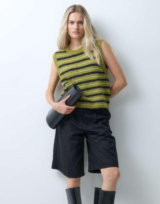 & Other Stories &auml;rmelloses Stricktop mit Streifen in Gr&uuml;n