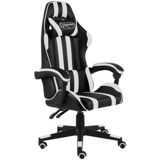 vidaXL Gaming-Stuhl Schwarz und Weiß Kunstleder - Vidaxl