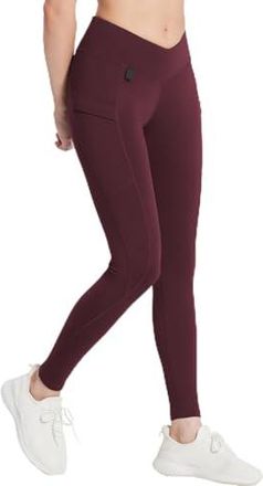 Baleaf Legging imperm&eacute;able doubl&eacute; en polaire pour femme avec poches cargo taille haute en V pour lhiver, la randonn&eacute;e, la marche, rouge vin, taille M, rouge 