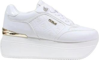 Guess Femme, Chaussures, Blanc, Taille: 39 EU Baskets compens&eacute;es sportives &agrave; lacets