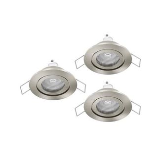 Eglo 3er Set LED Einbaustrahler Barranco, Deckenspot Badezimmer, Deckenstrahler aus Kunststoff in Silber, Badlampe warmwei&szlig;, inkl. GU10 Leuchtmittel, IP44