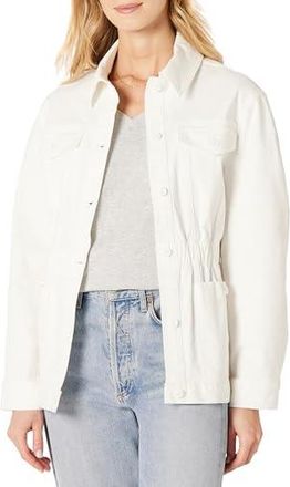 Amazon Essentials Veste en Sergé de Coton dÉpaisseur Moyenne, Coupe Décontractée, Épaules Tombantes Femme, Blanc, XXL