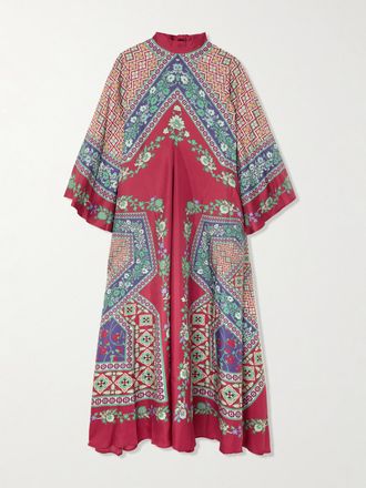 La DoubleJ Magnifico Maxikleid Aus Bedruckter Seide - Rot