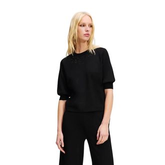 Karl Lagerfeld SweaT-shirt brod&eacute; orchid&eacute;es - Femme - Tops - Noir - Taille: 36 FR