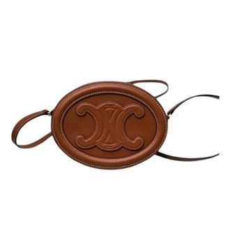 Celine Pre-owned Triomphe Oval Purse Leather Shoulder Bag - Femme - Pre-owned - Brun - Taille: ONE Size
