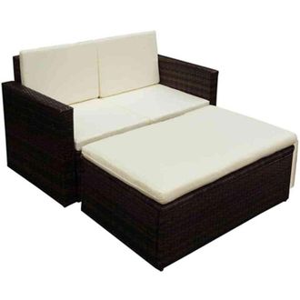 vidaXL Vidaxl - Salon de jardin 2 pcs avec coussins R&eacute;sine tress&eacute;e Marron