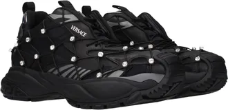 Versace Mens Black Fabric Sneakers