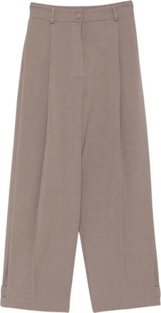 SOLOTRE Pantalon large &agrave; plis - Femme - Pantalons - Brun - Taille: 36 FR