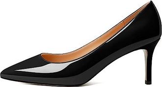 EDEFS Escarpins Slip-on Femme à Talon Cubite 6cm Bout Pointu Cuir Verni Élégants pour Mariées/Bureau/Soirées Fleur Bleue EU35