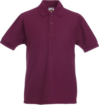 Fruit Of The Loom Kinder-Poloshirt, kurz&auml;rmelig, Unisex, 65 % Polyester, 35 % Baumwolle, burgunderfarben, 12 Jahre