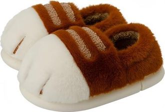 Generic Chaussons Femme Mignonnes Patte De Chat Chauds Chaussons Plush Hiver, Confortable Design Patte danimal Doux Pelucheux Slip-on Anti-D&eacute;rapant Int&eacute;rieur 