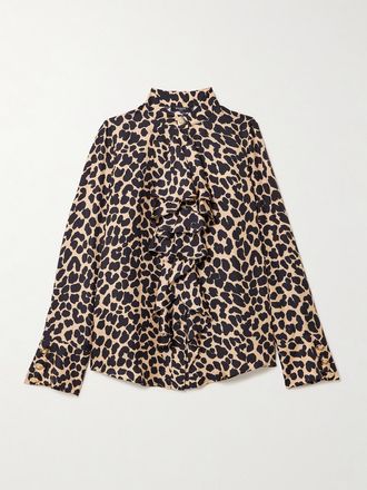 Balmain Bluse Aus Seide Aus Einer Seidenmischung Mit Leopardenprint Und Rüschen - Animal-Print