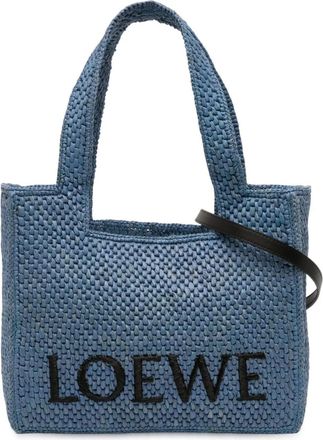 Loewe Hobo Bags - Medium Raffia Font Tote - Gr. unisize - in Blau - f&uuml;r Damen