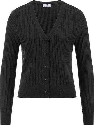 Peter Hahn Strickjacke tiefem V-Ausschnitt Peter Hahn schwarz