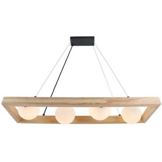 Nowa Nowa - Suspension Lampe &agrave; suspendre Lampe de table &agrave; manger Verre Boules Lampe en bois brun h 150 cm