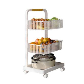 Generic Schmaler Aufbewahrungswagen Mit 3/4 Etagen,Aufbewahrungsregal Aus Kohlenstoffstahl,Organisationswagen Mit R&auml;dern,verstellbare Regalh&ouml;he,for Schmale W&auml;