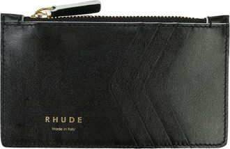 Rhude porte-cartes en cuir à fermeture zippée - Noir