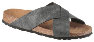 Man's World Pantolette MANS WORLD, Herren, Gr. 46, anthrazit, Lederimitat, Schuhe Pantolette, Sommerschuh, Strandschuh, Hausschuh mit Fu&szlig;bett