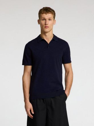 Selected Poloshirt SLHBERG SS KNIT POLO NOOS aus Feinstrick