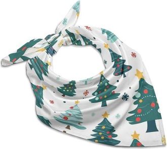 Generic Écharpe carrée en soie légère et colorée pour cheveux Motif étoile de sapin de Noël, multicolore, 46x46cm