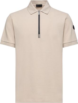 Moncler Moncler Logo Cotton Piquet Half-zip Polo Shirt, Men, Beige, Size: Xxl