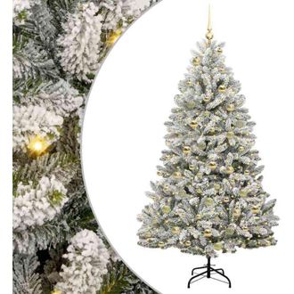 vidaXL K&uuml;nstlicher Weihnachtsbaum Gr&uuml;n und Wei&szlig; 180 cm PVC und Metall vidaXL