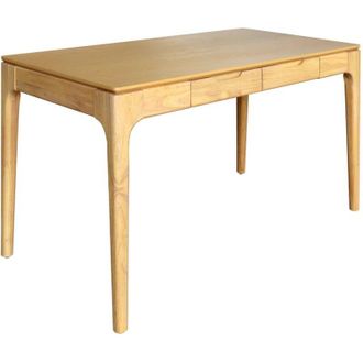 Sweeek Schreibtisch aus Heveaholz und MDF mit Eschenfurnier 2 Schubladen