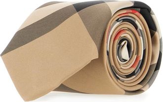Burberry Homme, Accessoires, Beige, Taille: ONE Size Cravate en soie &agrave; carreaux