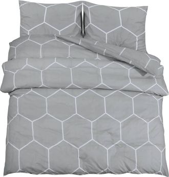 Generic vidaXL Bettwäsche Set, Bettbezug in elegantem Look, Deckenbezug Kissenbezug mit verstecktem Knopfverschluss, Bettdeckenbezug Duvetbezug, Grau Baumwoll