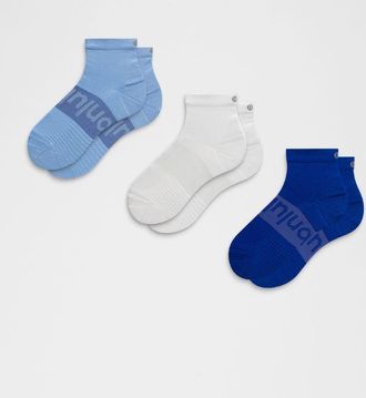 lululemon Unisex Power Stride Sneaker Socken 3er-Pack - Gr&ouml;&szlig;e XL in Sinatra Blue/White/Riverside