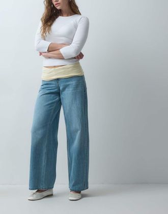Hollister Baggy-Jeans mit verstellbarem Bund in heller Blauwaschung
