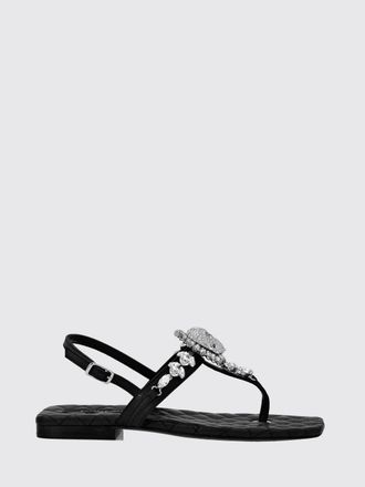 Philipp Plein Tongs en cuir avec talon bas et cristaux