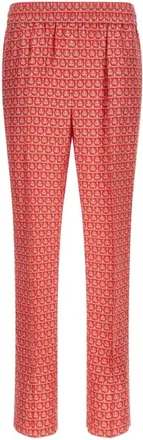 Ferragamo Femme, Pantalons, Multicolore, Taille: 36 FR Pantalon en soie &agrave; motif Gancini