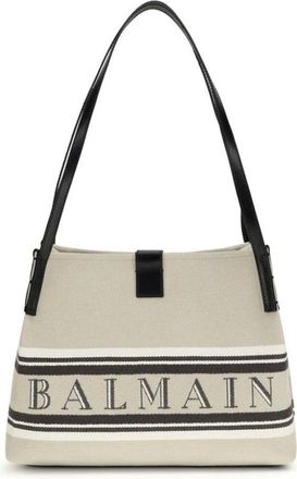 Balmain Femme, Sacs, Beige, Taille: ONE Size Sac Bandouli&egrave;re en Coton avec Bandouli&egrave;re R&eacute;glable