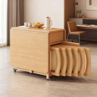 Generic Drop-Leaf-Tische Mit 4 Klappbaren St&uuml;hlen, Klappbares Esstisch- Und Stuhl-Set, Um Wenig Platz In Der K&uuml;che Und Im Esszimmer Zu Sparen, Keine Montage E