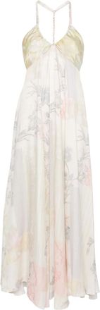 Forte_Forte robe longue à imprimé abstrait - Tons neutres