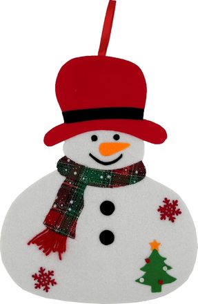 Delindo Lifestyle Fensterbild Schneemann aus Filz, 35x28 cm, beidseitige Dekoration zu Weihnachten, f&uuml;r Fenster oder T&uuml;ren