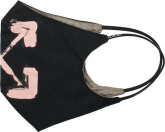 Off-white Femme, Accessoires, Noir, Taille: ONE Size Masque Facial en Coton Noir avec Logo