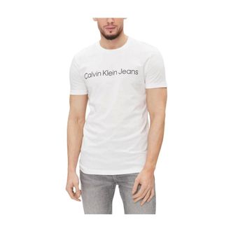 Calvin Klein Jeans Homme, Tops, Blanc, Taille: 2XL Logo Tee Col Ras du Cou Manches Courtes